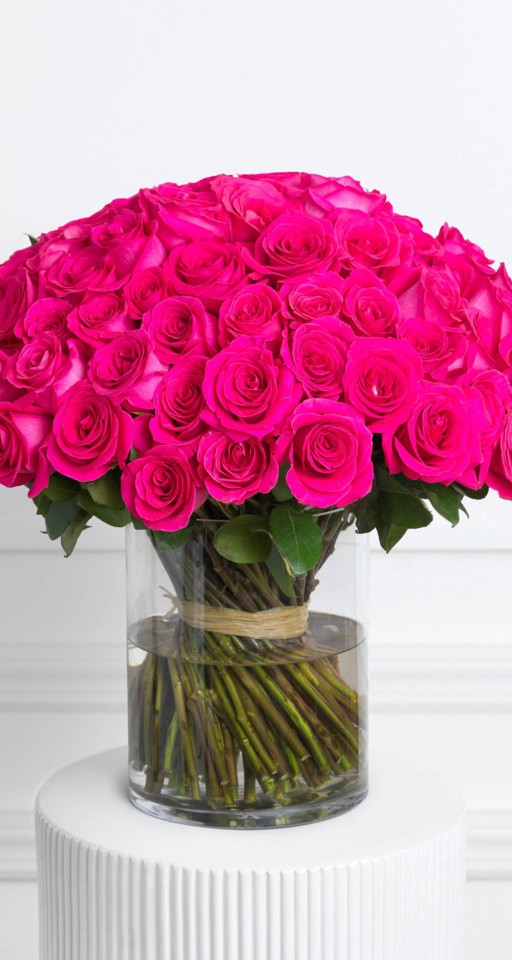 100 Hot Pink Rose Bouquet Delivery | Grand Amour | Ode à la Rose
