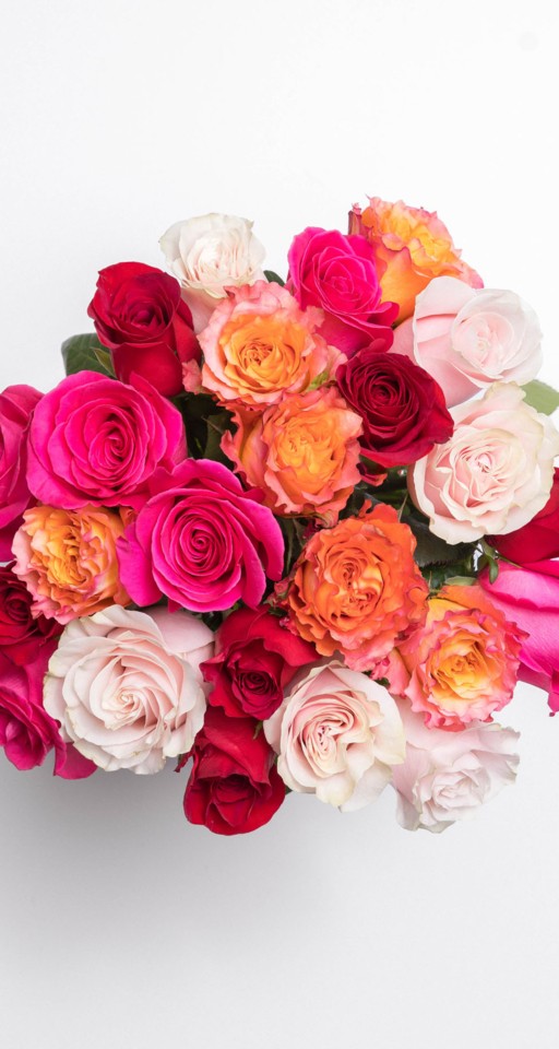 The Aline Bouquet (Medium) | 24 Red, Pink, Gold, Hot Pink Roses | Ode à ...