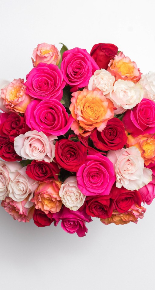 The Aline Bouquet (Large) | 36 Red, Pink, Gold, Hot Pink Roses | Ode à ...