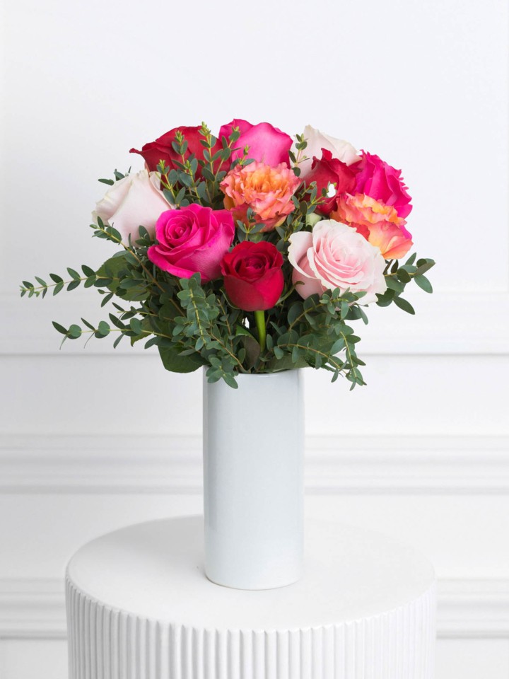 The Aline Bouquet (Small) - 12 Roses in Vibrant Shades