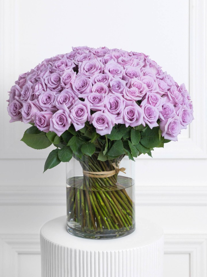 100 Purple Bouquet Delivery | Grand Amour | Ode à la Rose
