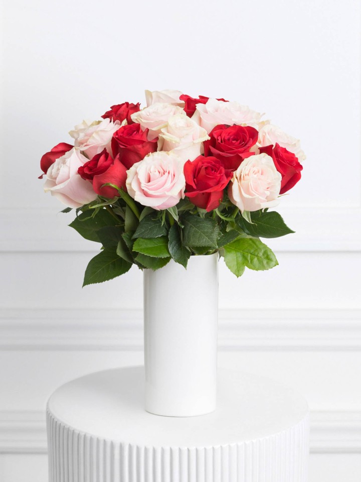 Red and Pink Rose Bouquet | 2 dozen Red & Pink Roses | Ode à la Rose