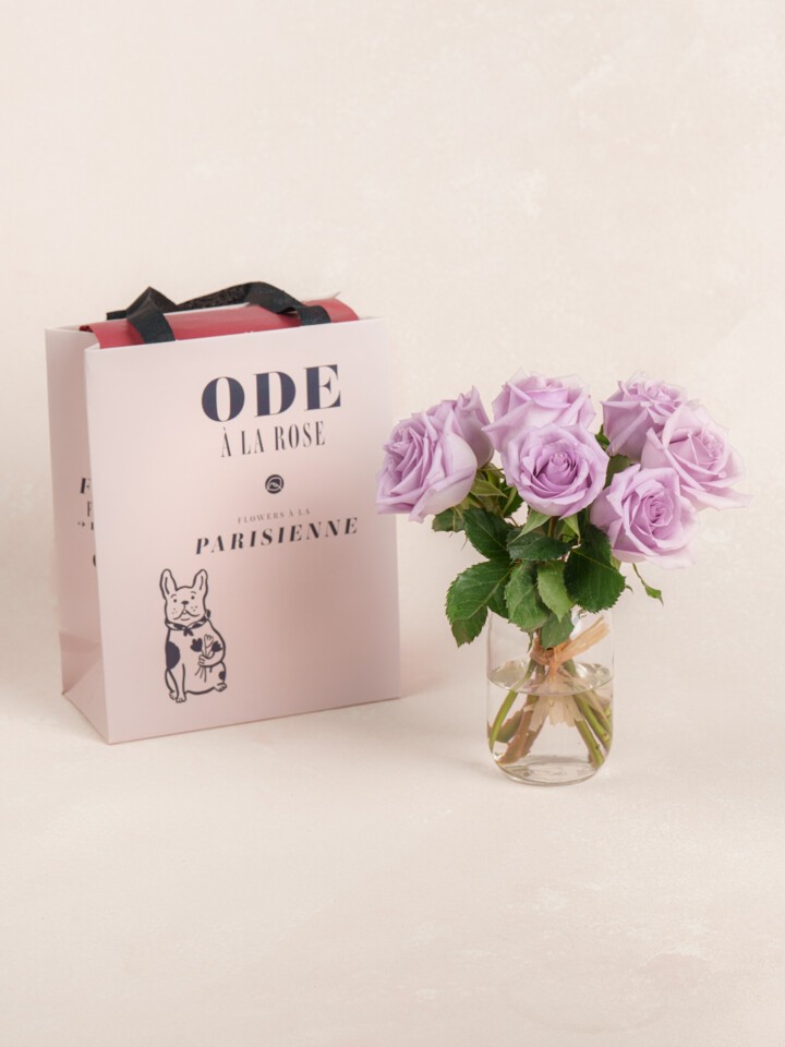 Petite Adrienne - Elegant Bouquet with 7 Purple Roses