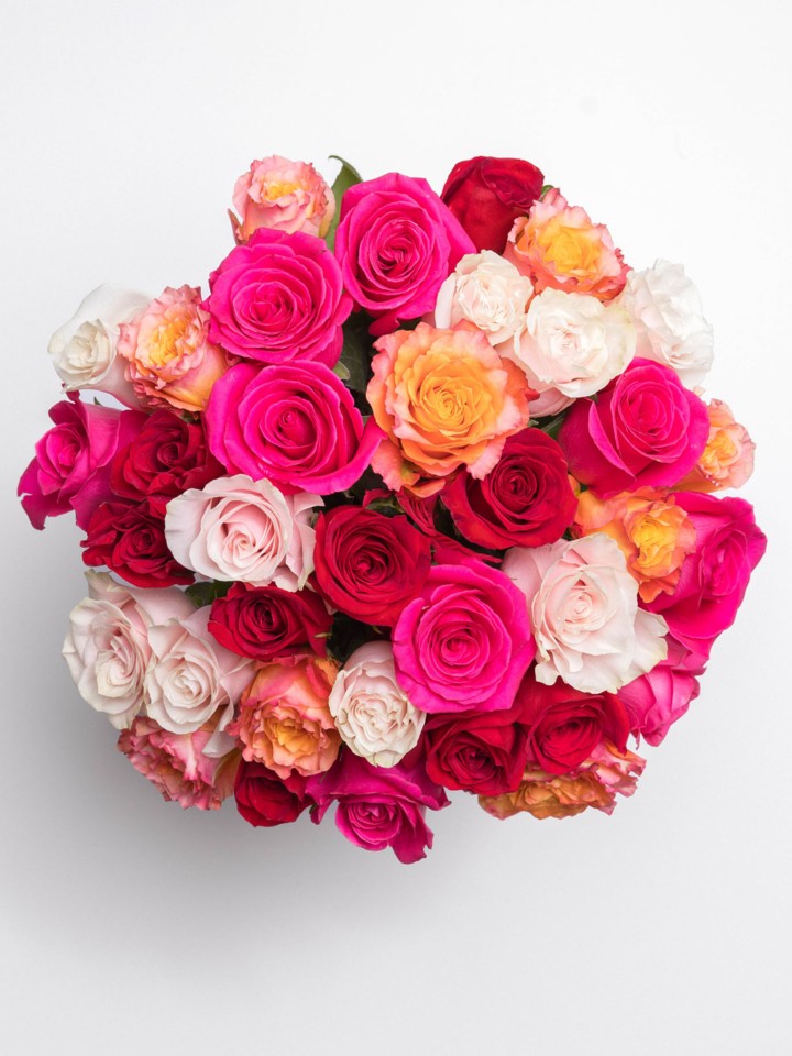 The Aline Bouquet (Large) | 36 Red, Pink, Gold, Hot Pink Roses | Ode à ...