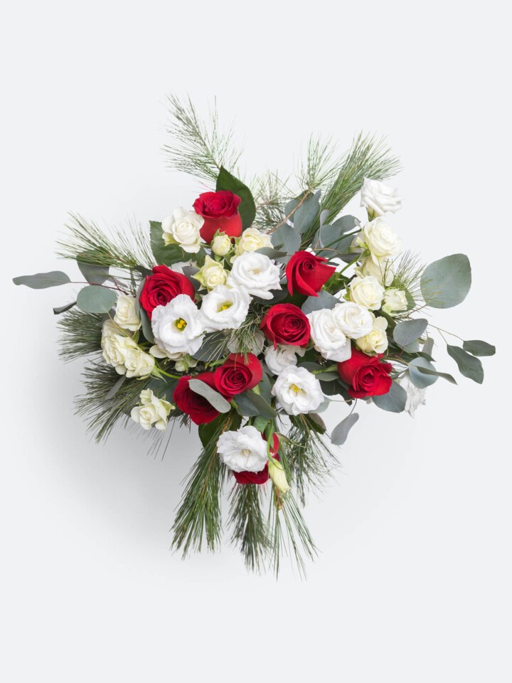 Elizabeth | Red & White Bouquet | 30 stems | Ode à la Rose