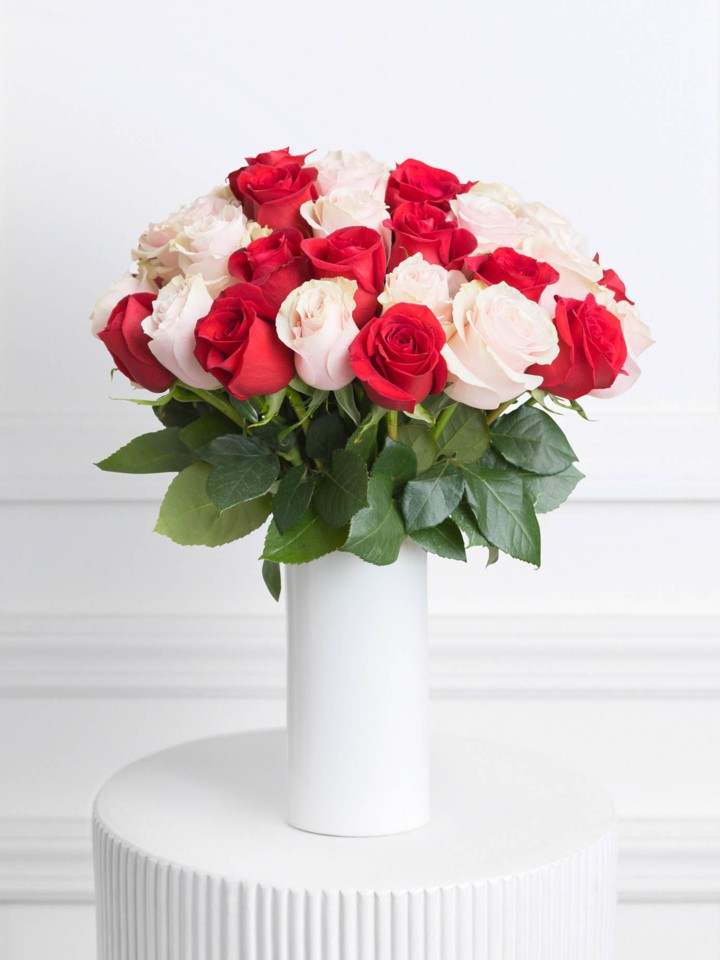 Red and Pink Rose Bouquet | 3 dozen Red & Pink Roses | Ode à la Rose